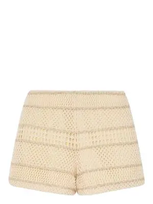 MILLY Crochet Knit Shorts - Gold