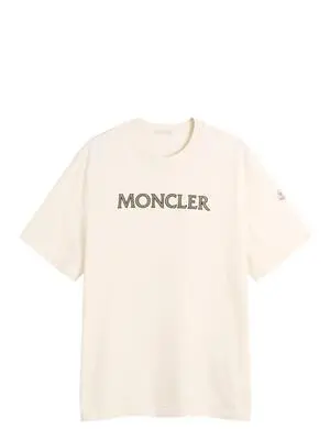 Moncler Flocked Logo T-shirt - Beige
