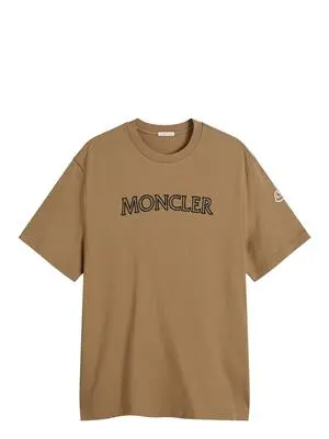 Moncler Flocked Logo T-shirt - Khaki