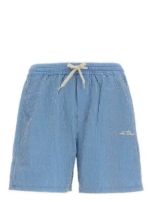 LES DEUX Striped Swim Shorts - Sky Blue