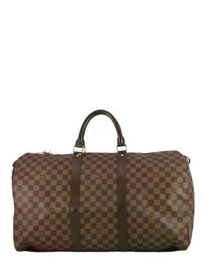 LOUIS VUITTON 2009 Damier Ebene Keepall 50 Travel Bag - Brown