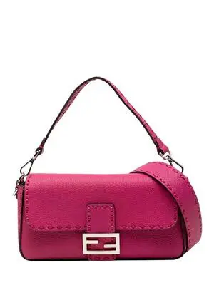 Fendi 2000-2010 Leather Selleria Baguette Satchel - Pink