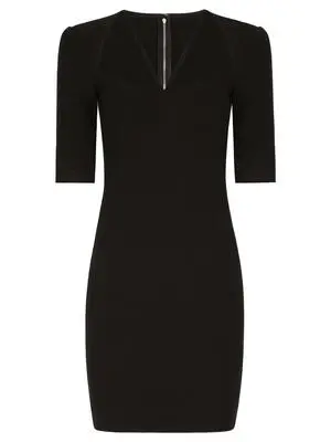 Dolce & Gabbana Short Jersey Dress With 3/4 Sleeves - Black