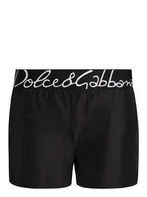Dolce & Gabbana Short Swim Trunks With Logo - Black