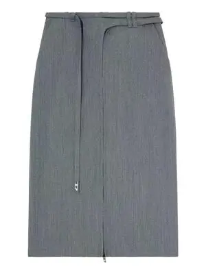 DIESEL Front-zip Midi Skirt - Grey
