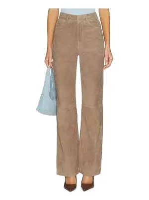 ROTATE BY BIRGER CHRISTENSEN Straight Suede Pants - Brown