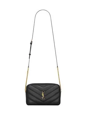 Saint Laurent Loulou Camera Bag In Matelassé Lambskin - Black