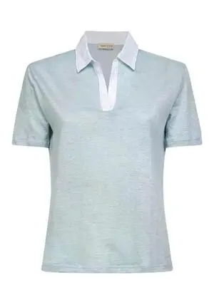 BLANCA VITA Poplin V-neck T-shirt - Blue