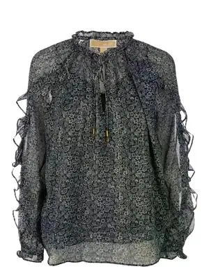 Michael Kors Floral Ruffled Blouse - Blue