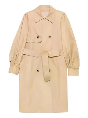 TWINSET Double-breasted Belted Coat - Neutrals