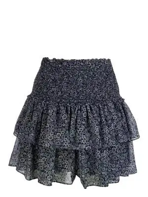 Michael Kors Ruffled Floral-pattern Skirt - Blue
