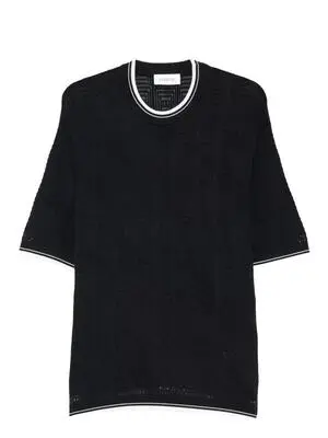 LANEUS Knitted Round-neck T-shirt - Blue