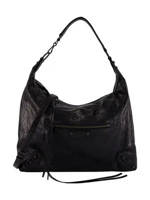 Balenciaga Le City Medium Hobo Bag In Lambskin - Black