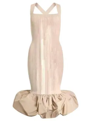 PATOU Ruffled Knitted Midi Dress - Neutrals