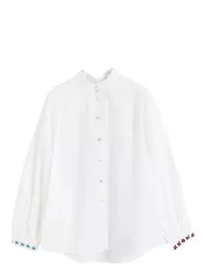 Chinti & Parker Flower-embroidered Shirt - White