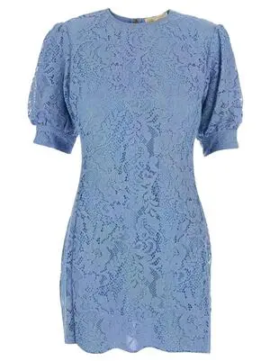 Michael Kors Puff-sleeve Lace Dress - Blue