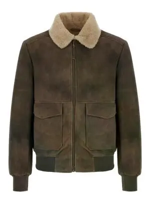 COLAMARINO Shearling Bomber Jacket - Brown