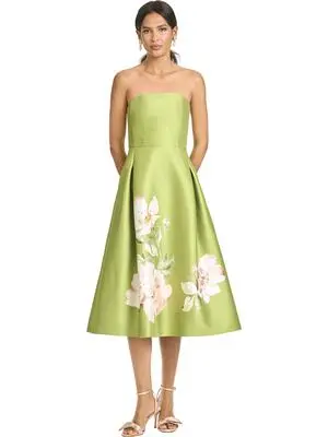 Sachin & Babi Shay Strapless Tea-length Dress - Peridot Corsage