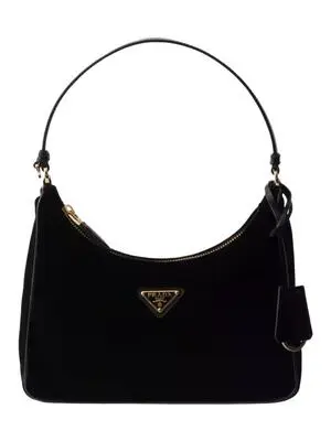 Prada Mini Re-edition 2005 Velvet Shoulder Bag - Black