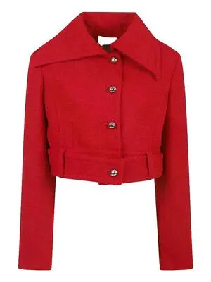 PATOU Belted Tweed Jacket - Red