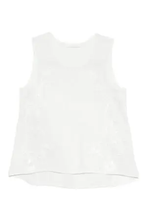 MAURIZIO BRASCHI Floral-embroidered Top - White