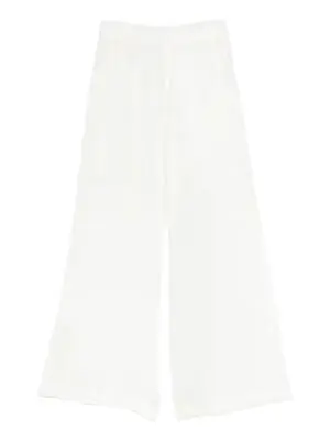 MAURIZIO BRASCHI Lace-trim Wide Leg Trousers - White