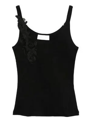ERMANNO FIRENZE Floral Applique Top - Black
