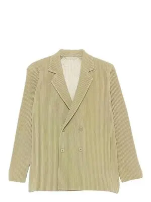 Issey Miyake Buttoned Pleated Jacket Green