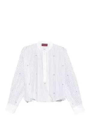 Gucci Striped Embroidery Blouse - White
