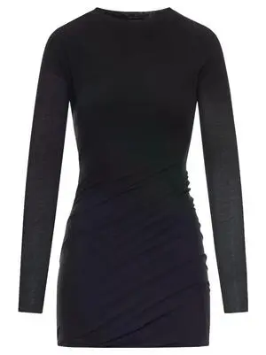 JIL SANDER Long-sleeve Gathered Mini Dress - Black
