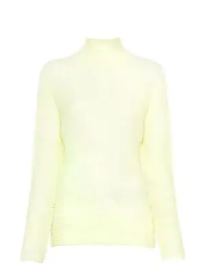 Issey Miyake Ribbed Roll-neck Blouse - Yellow