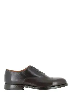 GREEN GEORGE Cap-toe Leather Oxford Shoes - Brown