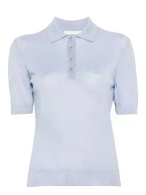 Eric Bompard Buttoned Short-sleeve Polo Top - Blue