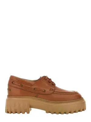Hogan Lace-up Lug-sole Boat Shoes - Brown