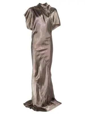 Rick Owens Short-sleeve Draped Maxi Dress - Brown