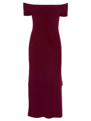 Eric Bompard Bardot Knitted Midi Dress - Red