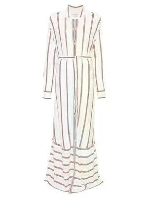 Eric Bompard Striped Maxi Shirt Dress - White