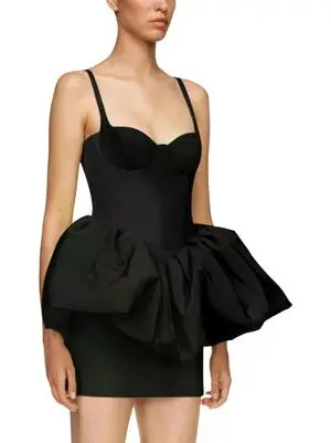 David Koma Mini Dress With Puff Skirt Detail - Black