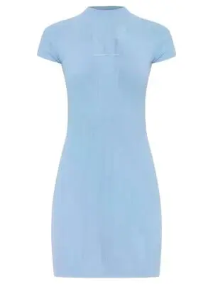 Alexander Wang Jacquard-logo Short-sleeve Mini Dress - Blue