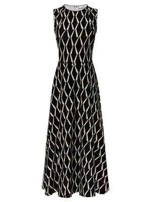 Max Mara Patterned Jersey Midi Dress - Black