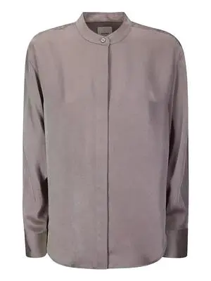 Calvin Klein Band-collar Satin Shirt - Grey