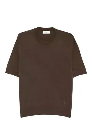 LANEUS Logo-embroidered Crew-neck T-shirt - Brown