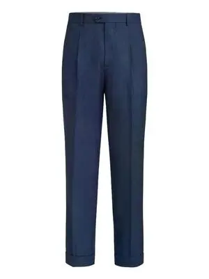 Brunello Cucinelli Virgin Wool Houndstooth Trousers - Blue