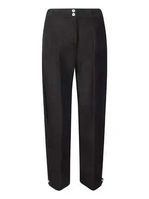 M.S.M MILANO Straight-leg Linen Trousers - Black