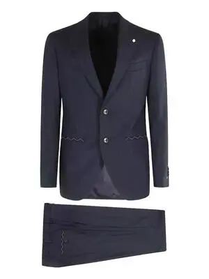 LUIGI BIANCHI MANTOVA Abito Monopetto Zig Zag Suit - Blue