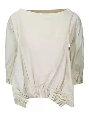 M.S.M MILANO Asymmetric Pleated Blouse - Neutrals