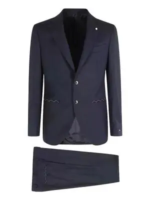 LUIGI BIANCHI MANTOVA Notched Lapels Suit - Blue