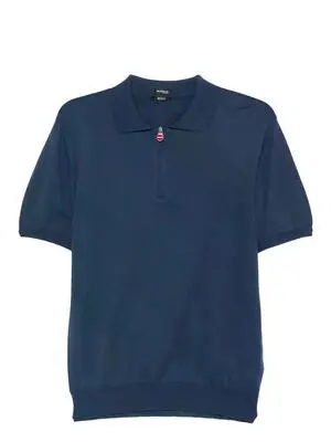 Kiton Zip-up Cotton Polo Shirt - Blue