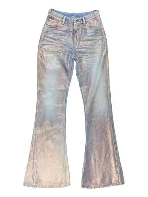 Acne Studios Fitted Glitter Bell-Bottom Trousers Blue
