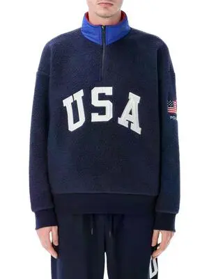 Polo Ralph Lauren Zipped Flag Sweater - Blue